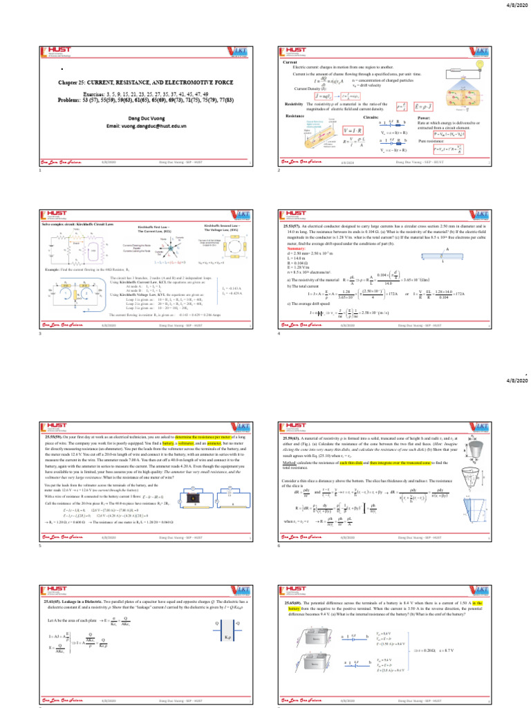 Chapter 25 Current Resistance and Electricmotive Force | PDF | Electric Current | Electrical Network
