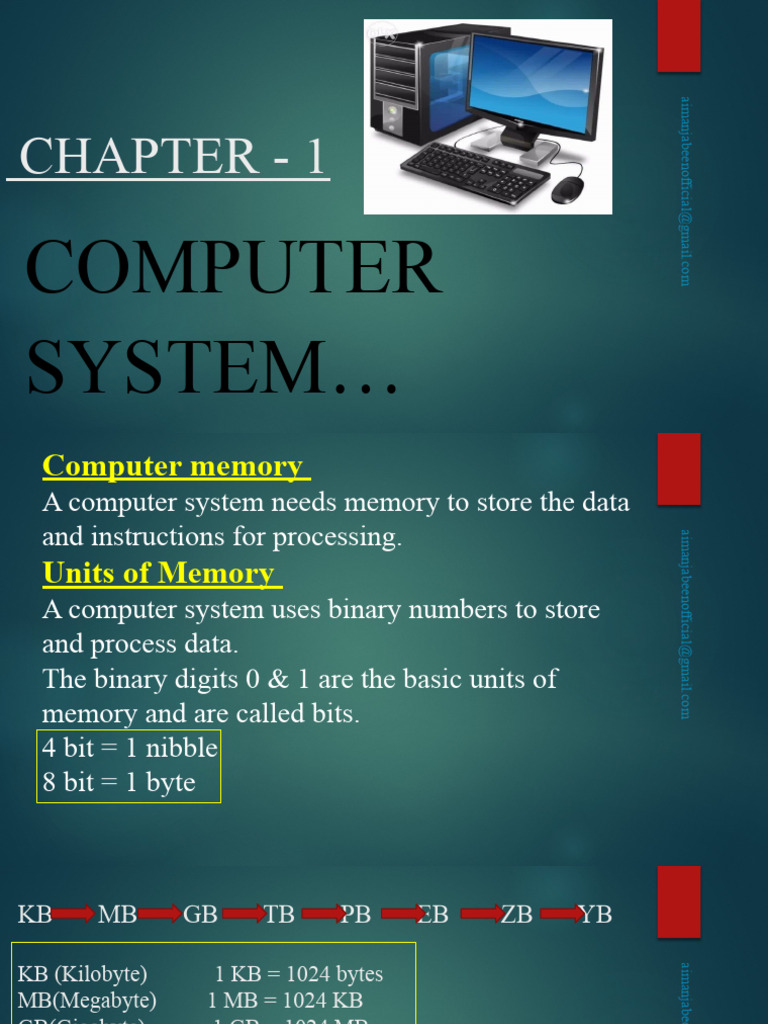 CHAPTER - 1 Computer System | PDF | Computer Data Storage | Byte