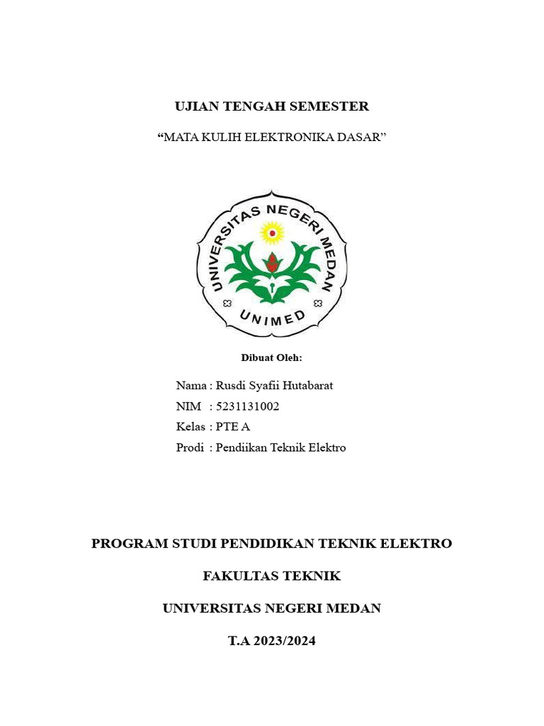 Ujian Tengah Semester Matkul Elektronika Dasar | PDF
