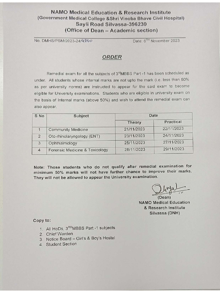 Order For Remedial Exam | PDF