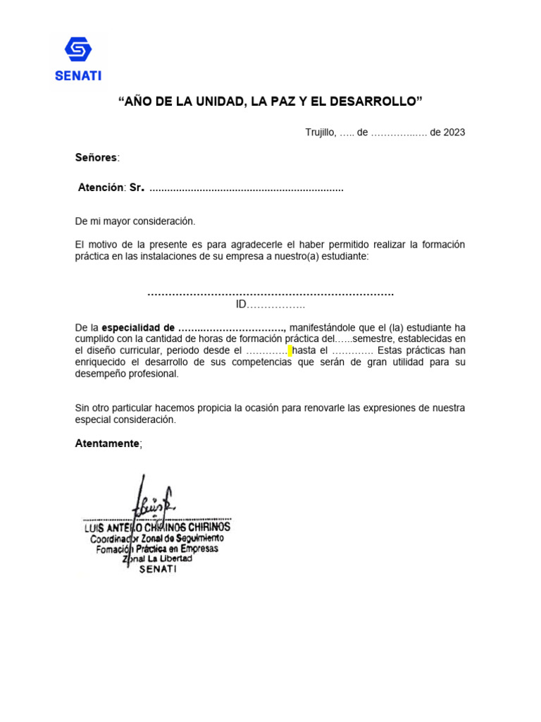 Carta de Agradecimiento Modelo | PDF