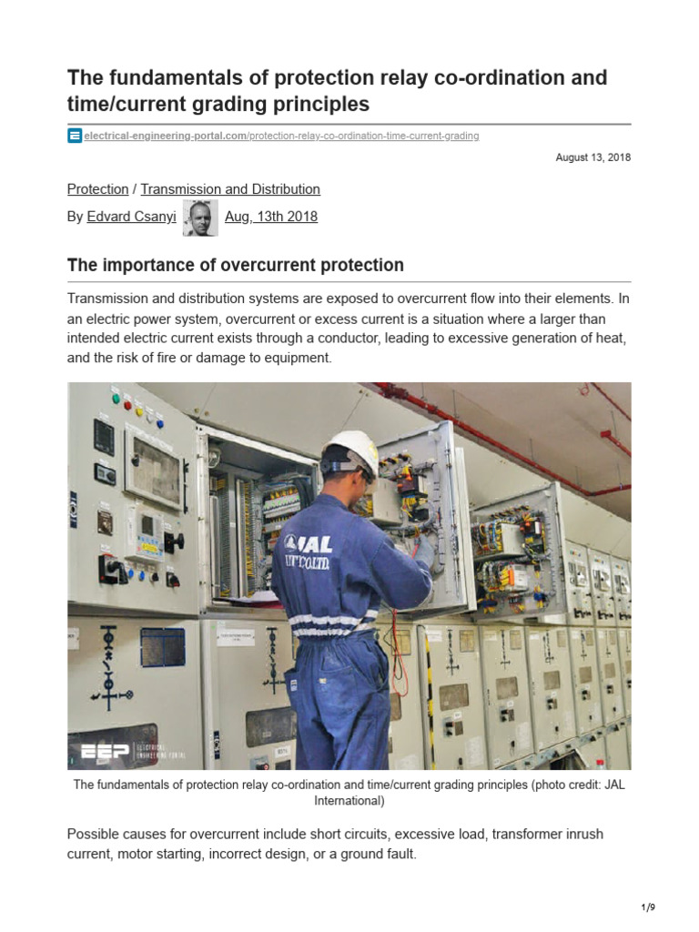 The Fundamentals of Protection Relay Co-Ordination and Timecurrent ...