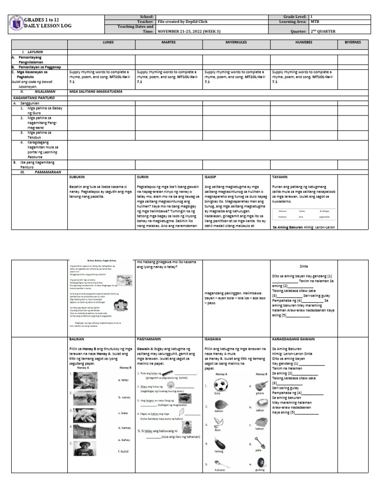 DLL - MTB 1 - Q2 - W3 | PDF