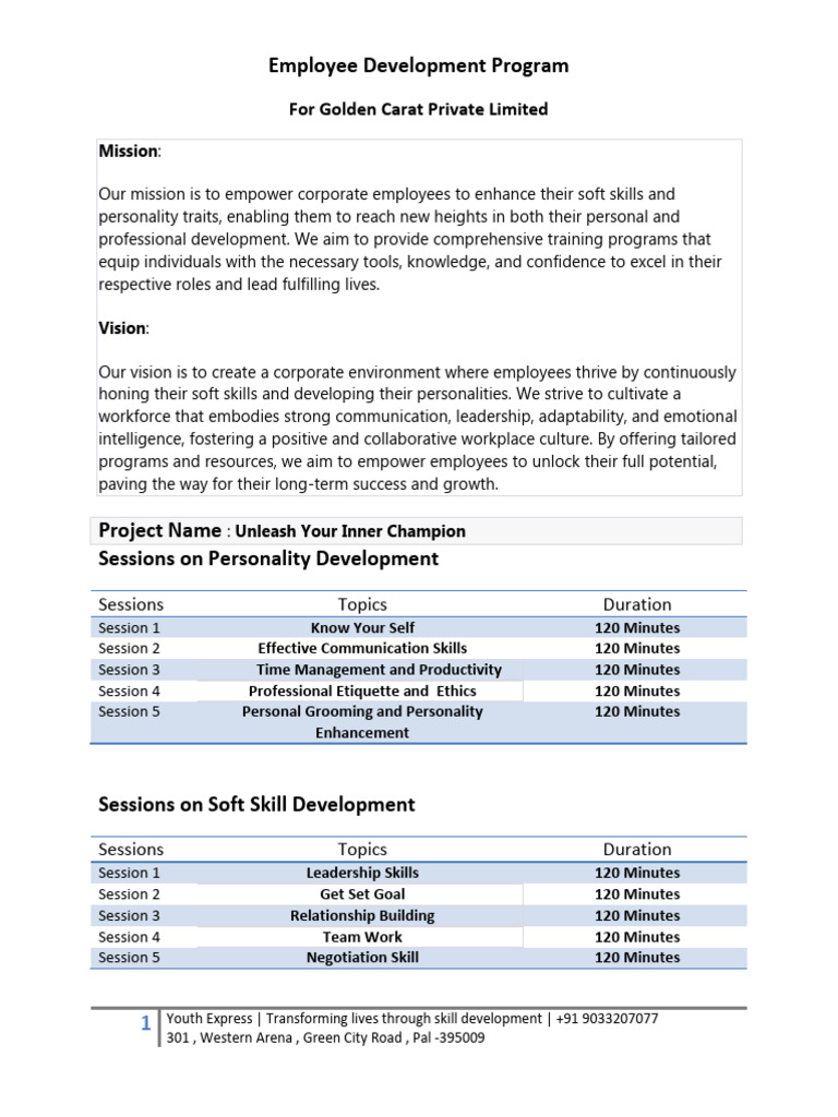 Employee Development Program For Golden Carat | PDF | Thought | Leadership