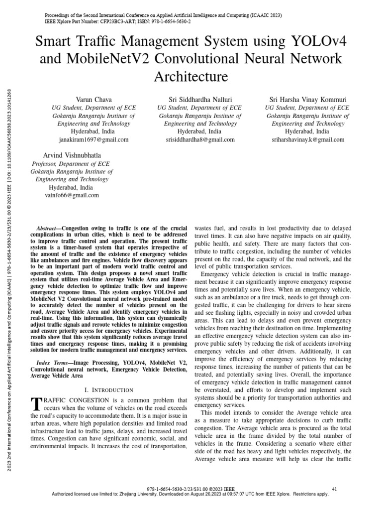 Smart Traffic Management System Basepaper | PDF | Traffic | Accuracy ...