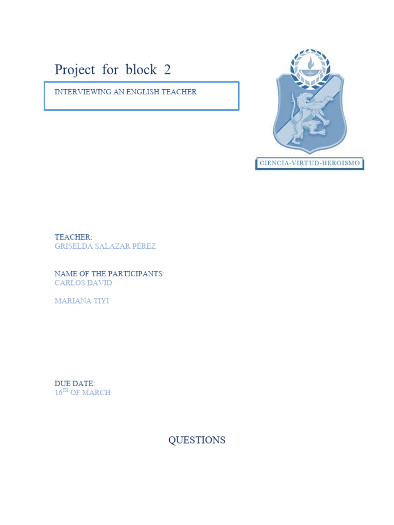Proyect For Block 2 Mariana and Charlie | PDF