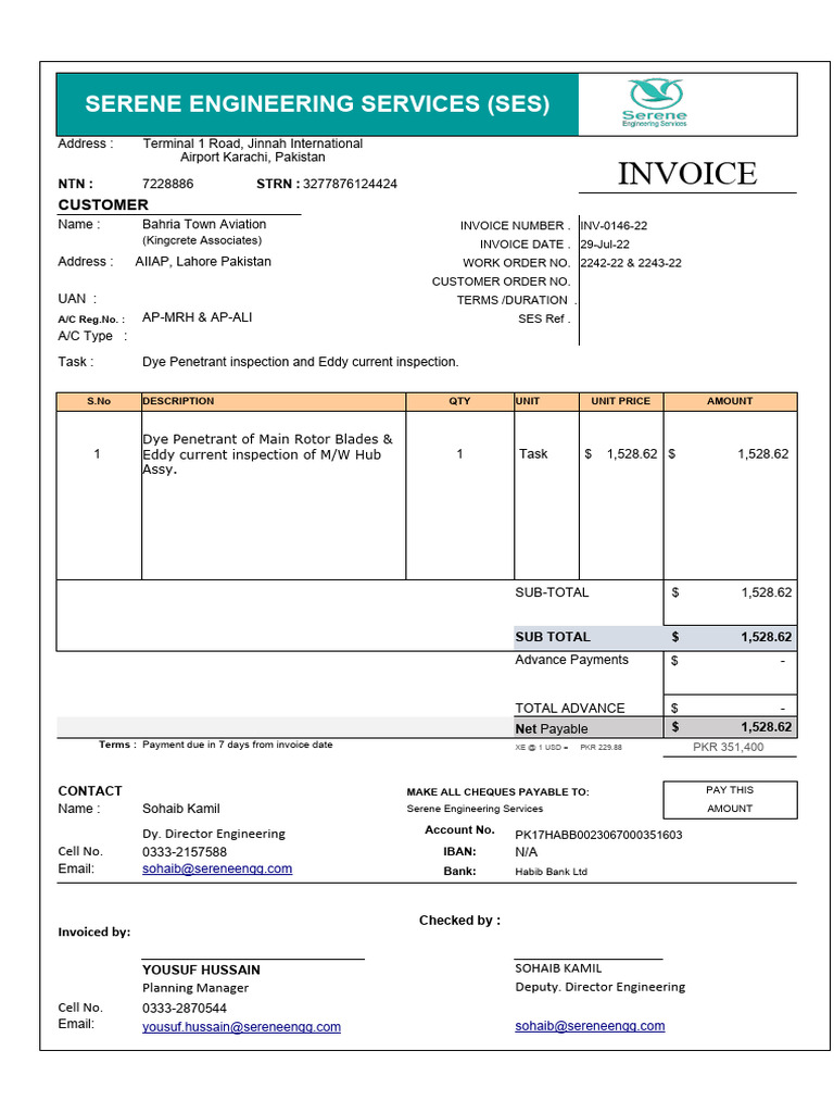 INV 0146 22 (Bahria Town Aviation) | PDF | Service Industries ...