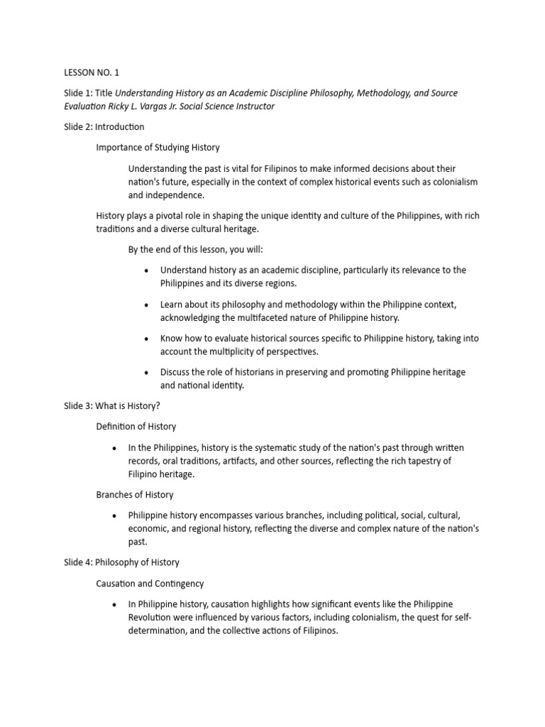 Lesson No. 1 Outline | PDF | Narrative | Primary Sources