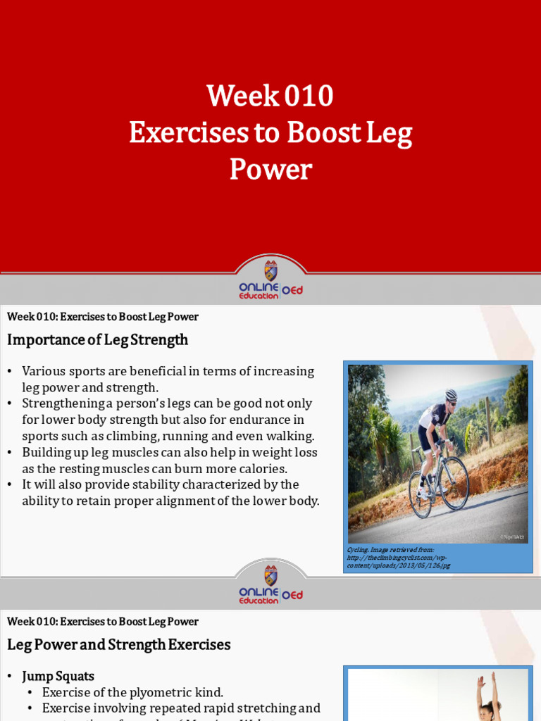Week 010 Exercises To Boost Leg Power | PDF | Strength Training | Lower ...