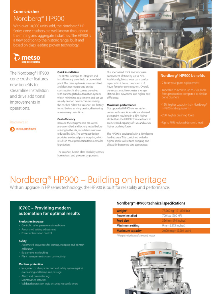 2020 04 Nordberg hp900 Cone Crusher 2 Page Brochure en | PDF ...