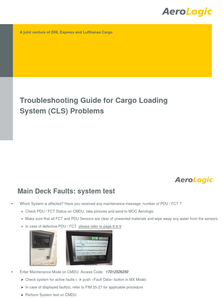 Troubleshooting Guide For Cargo Loading System (CLS) Problems | PDF ...