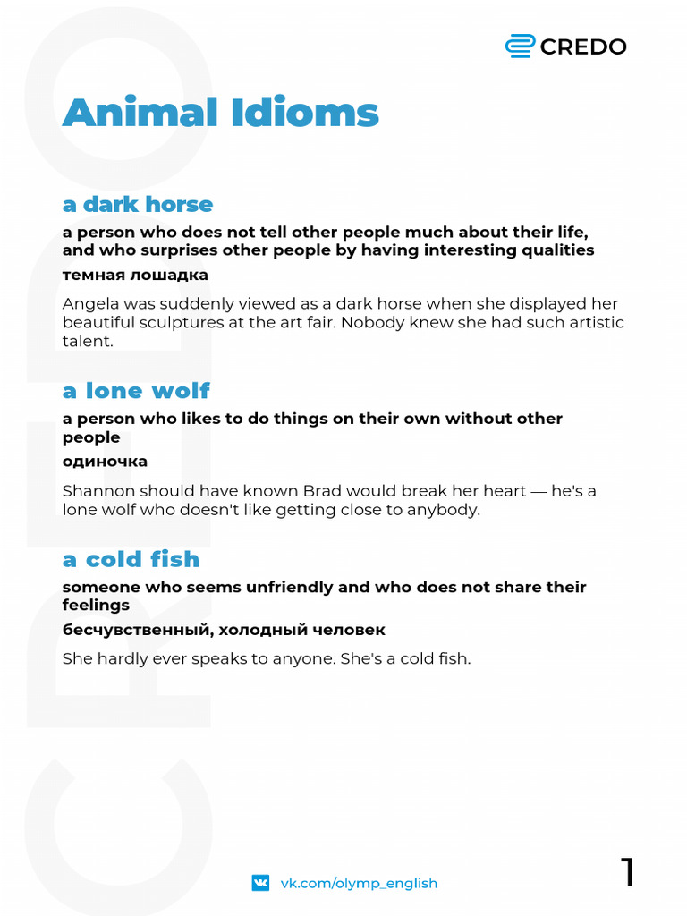 Animal Idioms for English Learners | PDF
