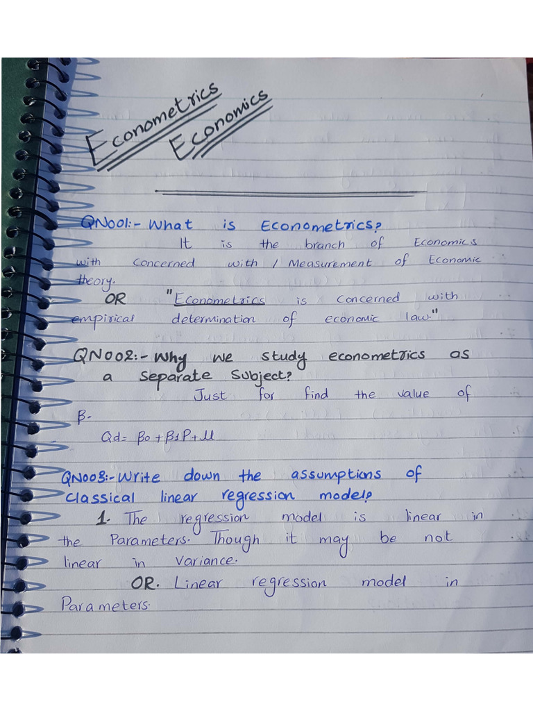 Econometrics Notes Pdf