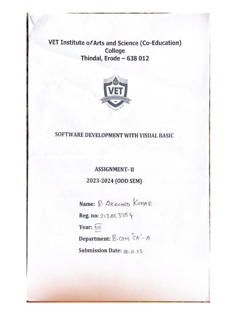 VET Institute of Arts and Science (Co-Education) 4 | PDF