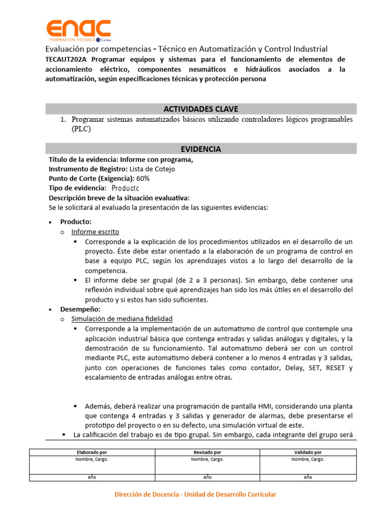 Formato_Lineamiento de EFC Programación PLC | PDF | Controlador lógico ...
