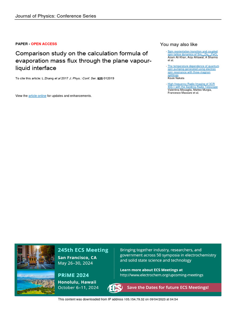 Comparison Study On The Calculation Formula of Evaporation | PDF ...