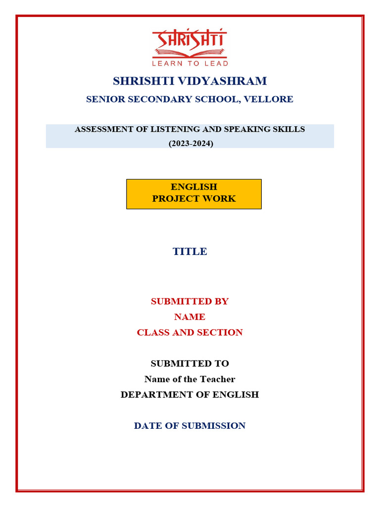 English Project Cover Page - 23 | PDF