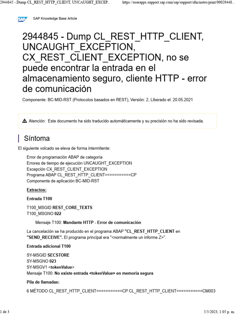 Dump CL - REST - HTTP - CLIENT, UNCAUGHT - EXCEPTION, CX - REST - CLIENT - EXCEPTION, No Se ...