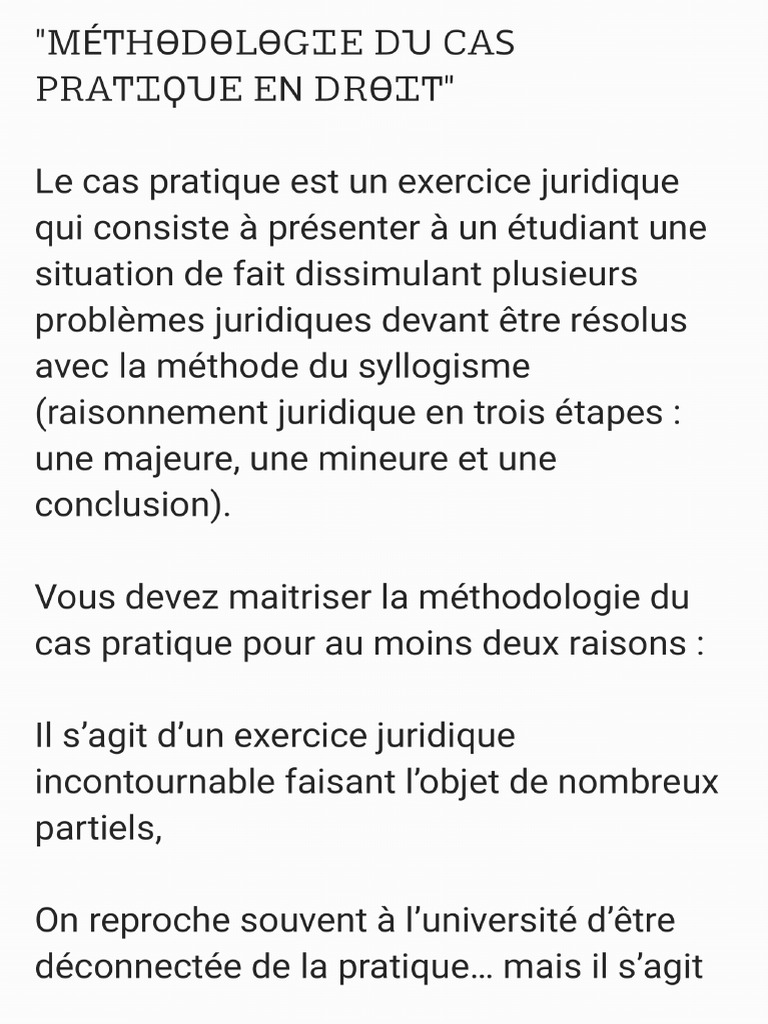 '' Méthodologie Du Cas Pratique en Droit '' | PDF