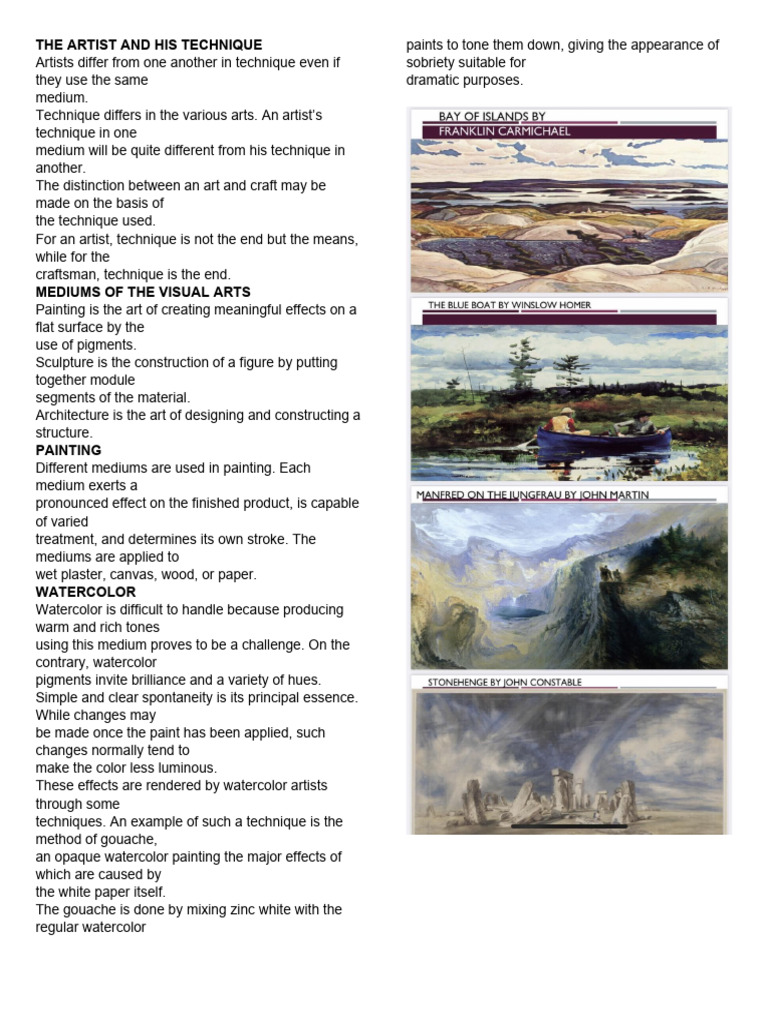 Art Techniques: Mediums and Methods | PDF