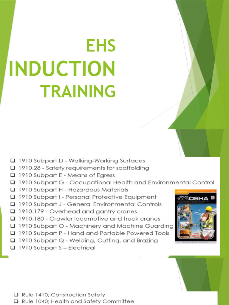 EHS Induction Training Guidelines | PDF | Occupational Safety And ...