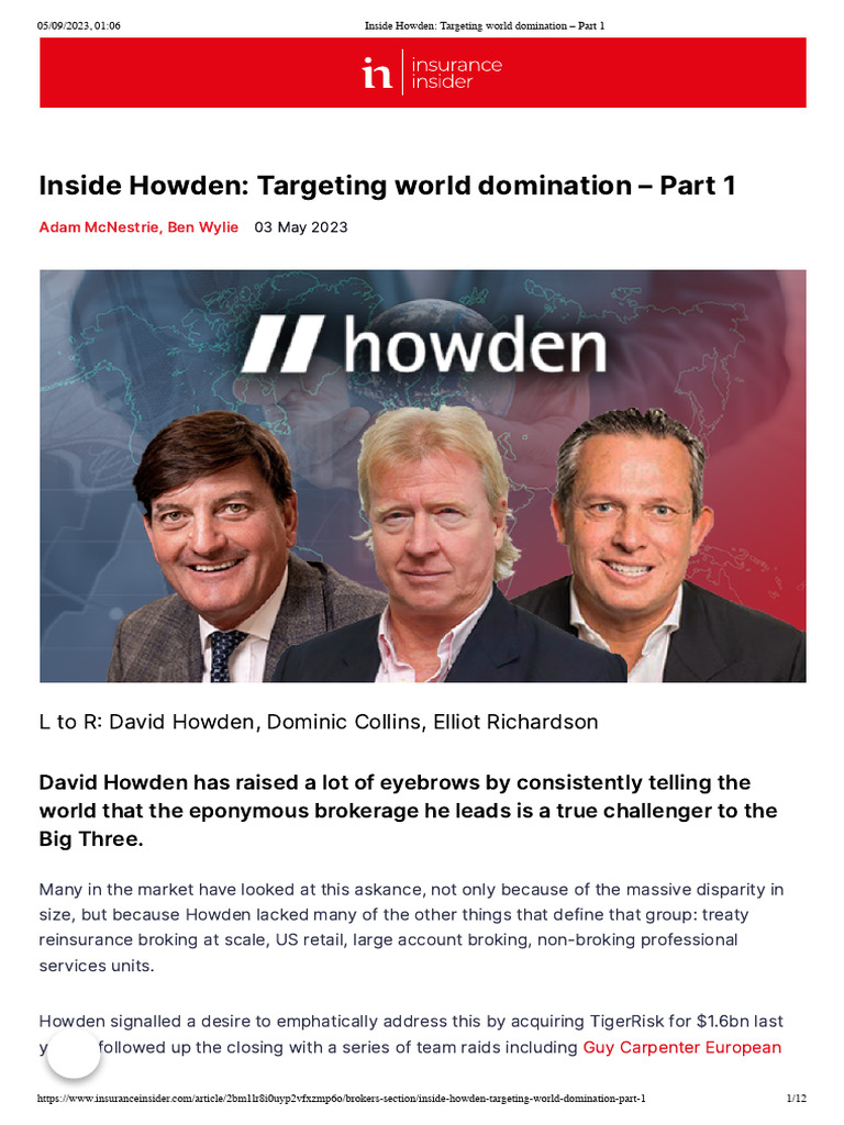 Inside Howden - Targeting World Domination - Part 1 | PDF | Mergers And ...