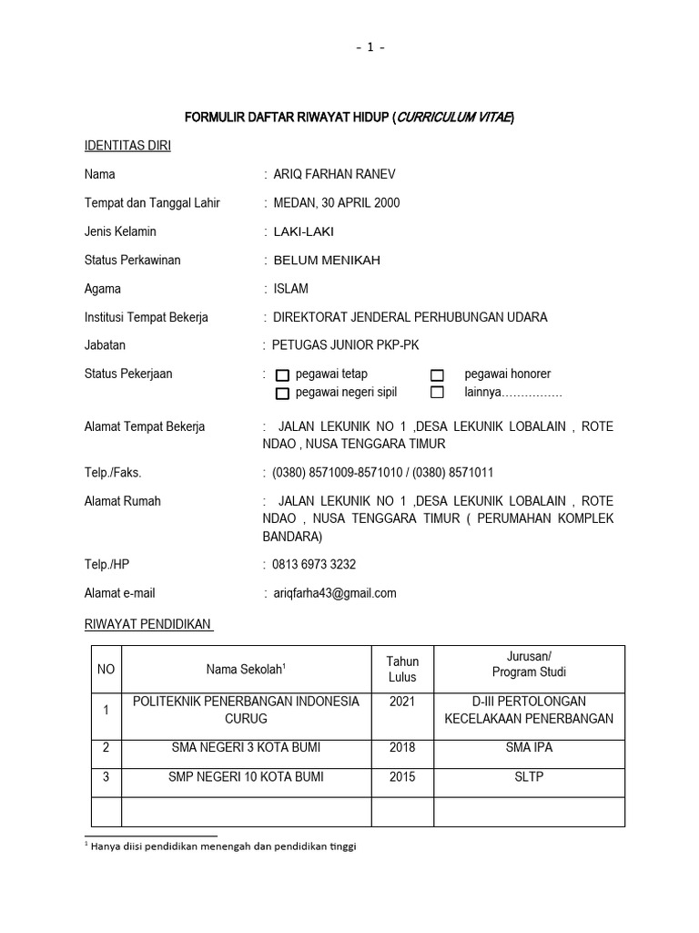 Formulir Daftar Riwayat Hidup Pemohon 0 | PDF Formulir Daftar Riwayat Hidup Pemohon 0 | PDF