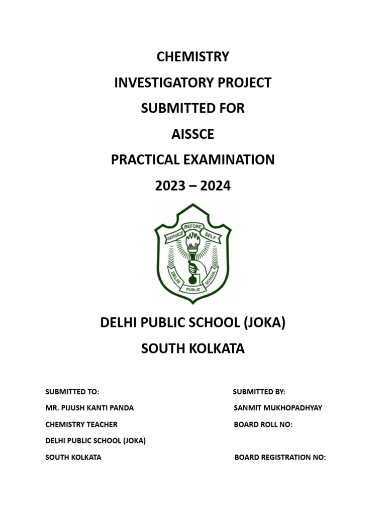 Chemistry Project Cover Page | PDF