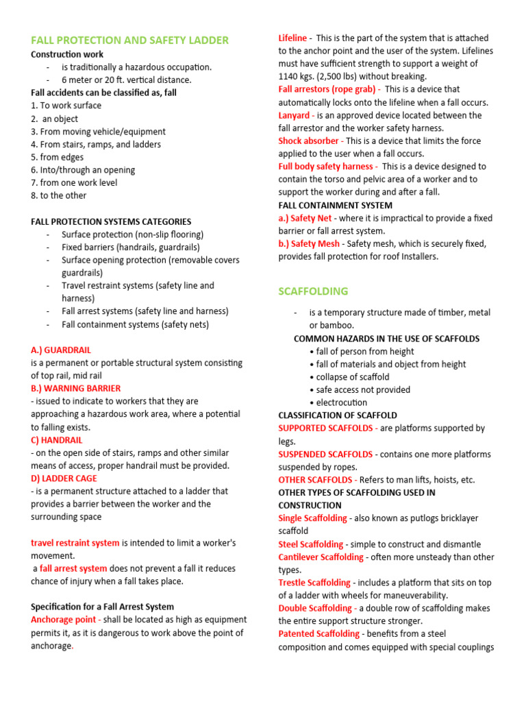 Cosh Reviewer | PDF | Scaffolding | Trench