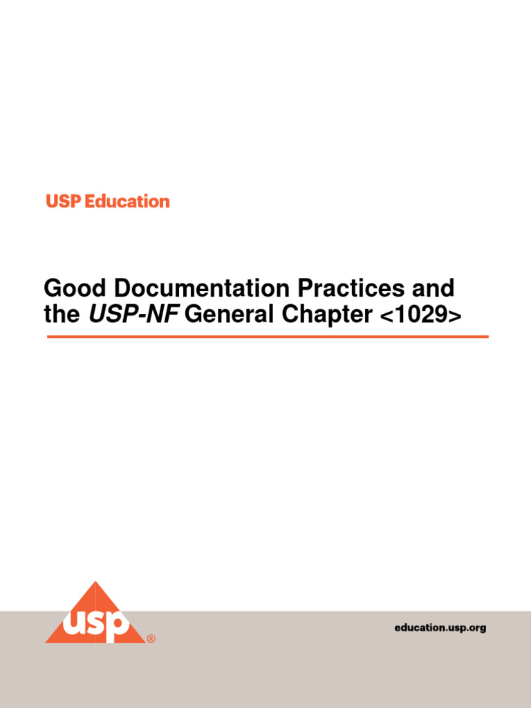Good Documentation Practices and The USP-NF General Chapter | PDF | Verification And Validation ...