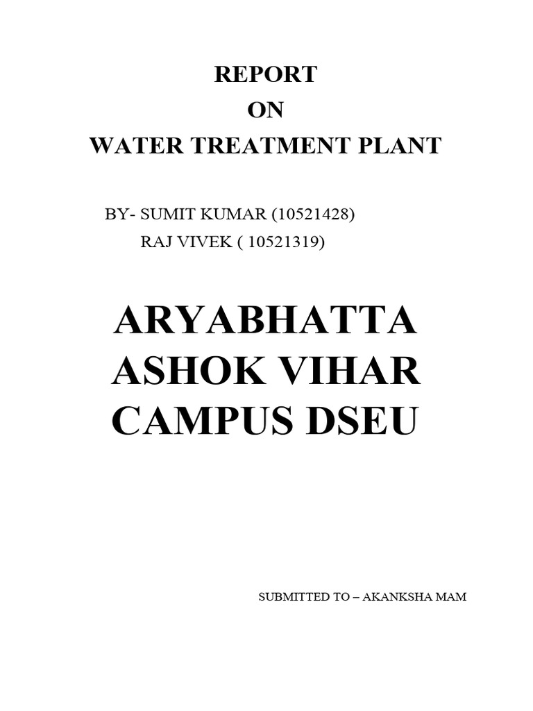 Report of WTP | PDF | Water Purification | Filtration