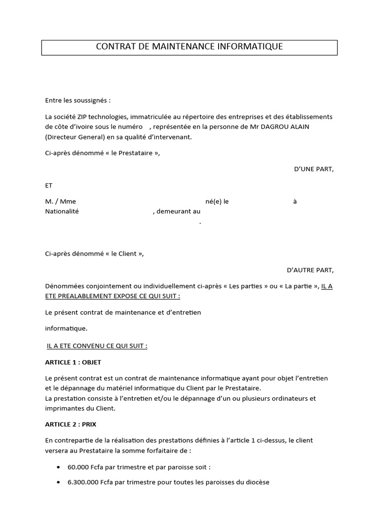 Contrat Maintenance Informatique | PDF | Droit