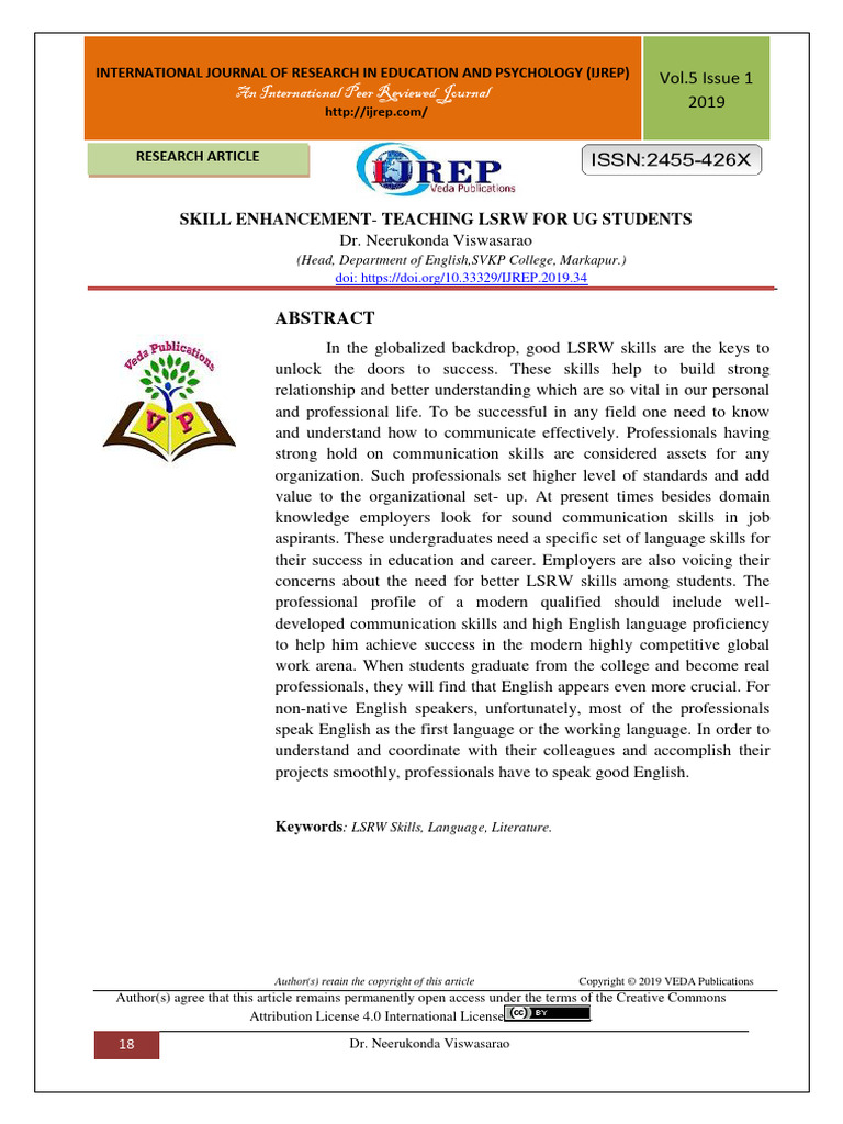 18 22 Skill Enhancement Teaching LSRW | PDF | English Language ...