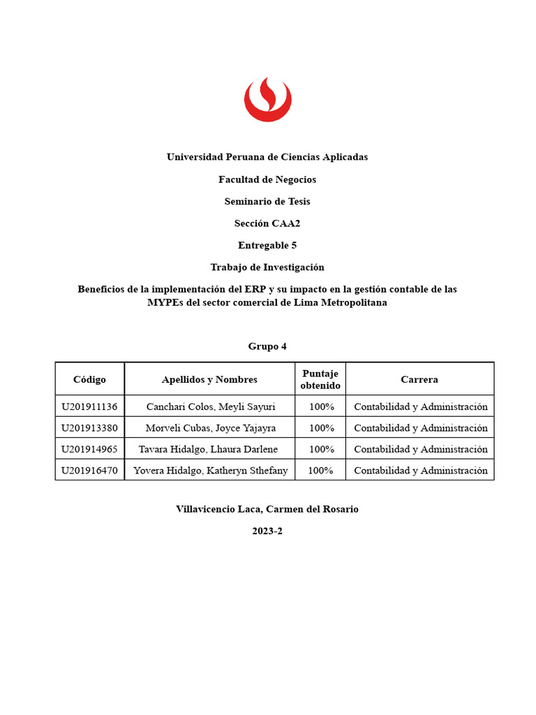 G4 Entregable 6 | PDF | Planificación de recursos empresariales | Business