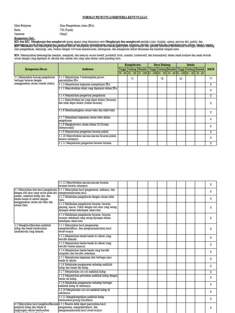 Format KKM Excel | PDF