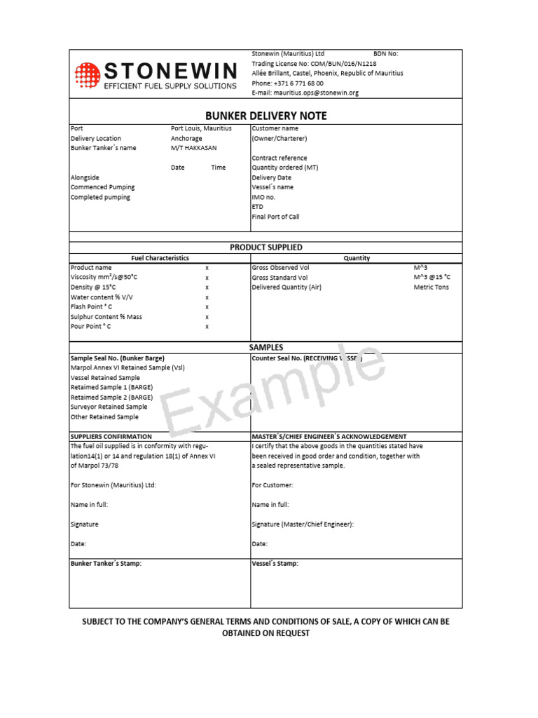 Bunker Delivery Note: M/T Hakkasan | PDF | Fuel Oil