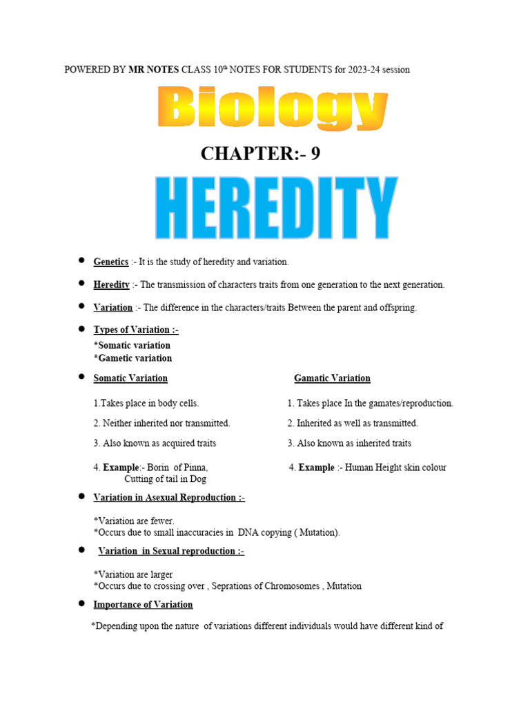 POWERED BY MR NOTES CLASS 10th NOTES FOR STUDENTS For 2023 | PDF ...