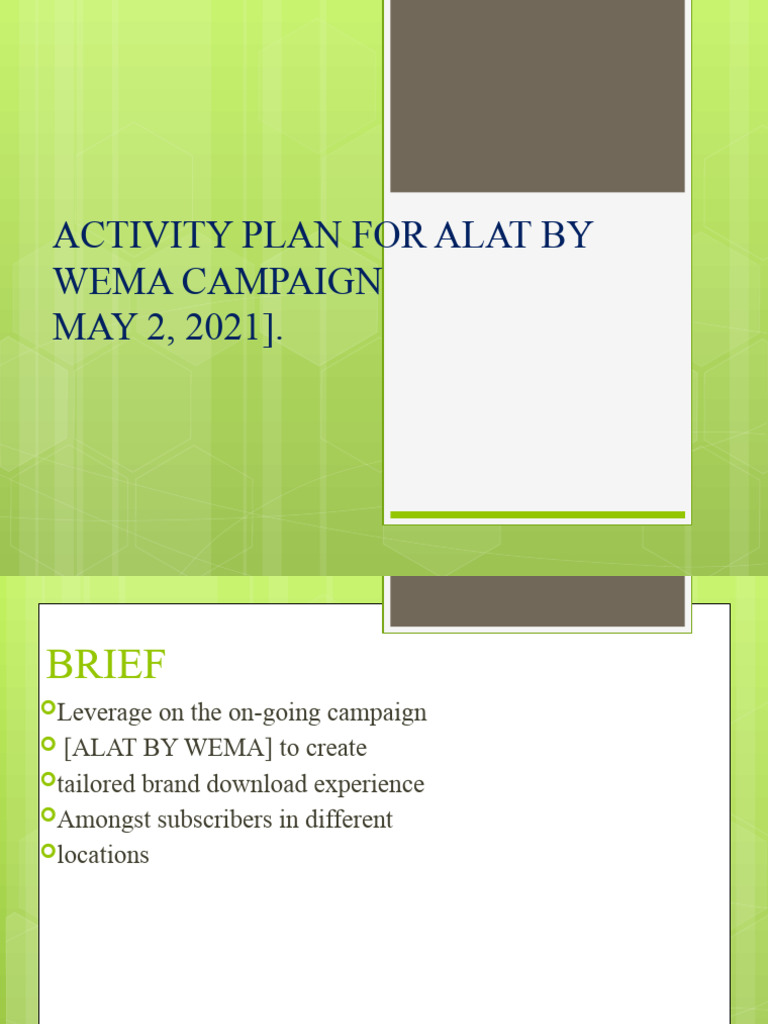 Activity Plan For Wema Bank | PDF | Strategic Management | Business Economics