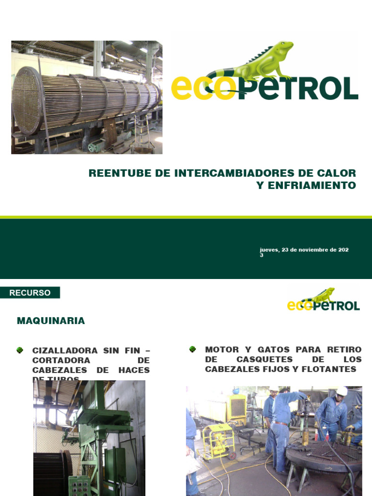 Reentube de Intercambiadores de Calor Ecopetrol | PDF | Tornillo | Acero