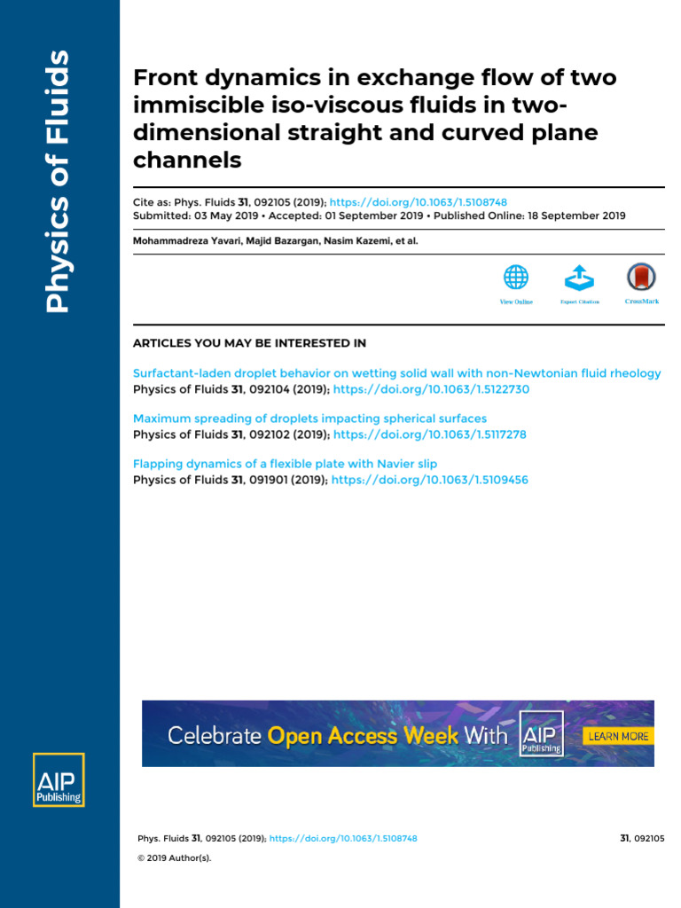 Front Dynamics in Exchange Flow of Two Immiscible Iso-Viscous Fluids in Two-Dimensional Straight ...