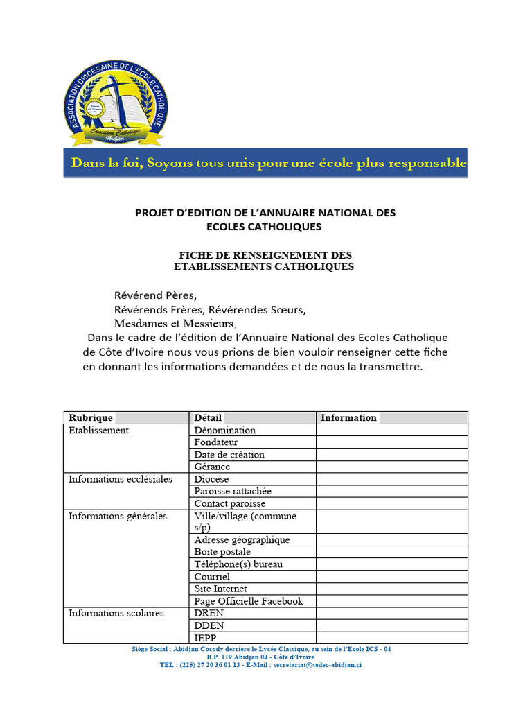 Fiche de Renseignement Cedec | PDF