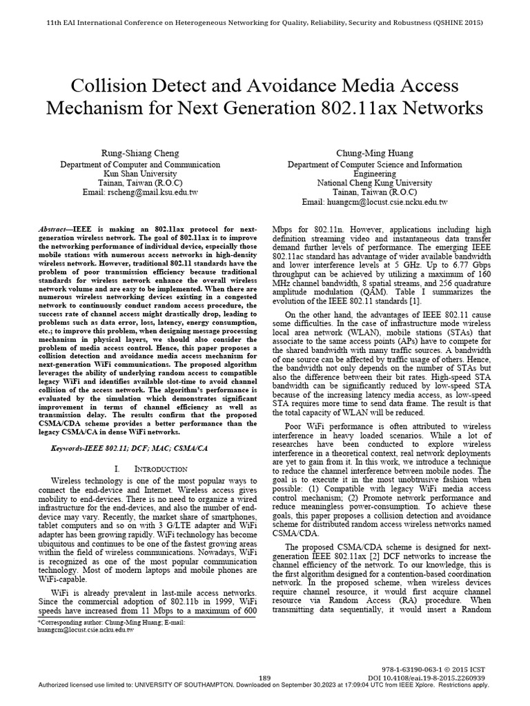 Collision Detect and Avoidance Media Access Mechanism For Next Generation 802.11ax Networks ...