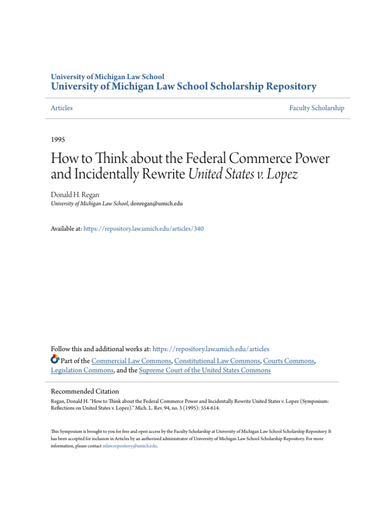 How To Think About The Federal Commerce Power and Incidentally Re | PDF ...