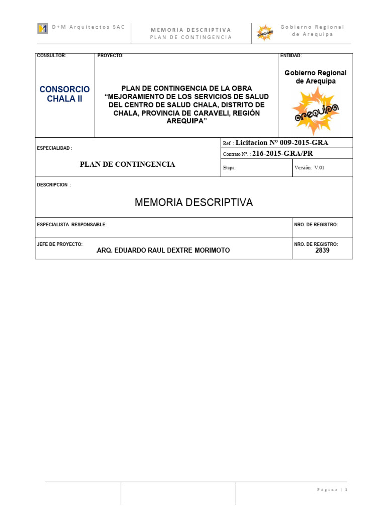 Memoria Descriptiva Chala | PDF | Presupuesto | Ingeniero civil