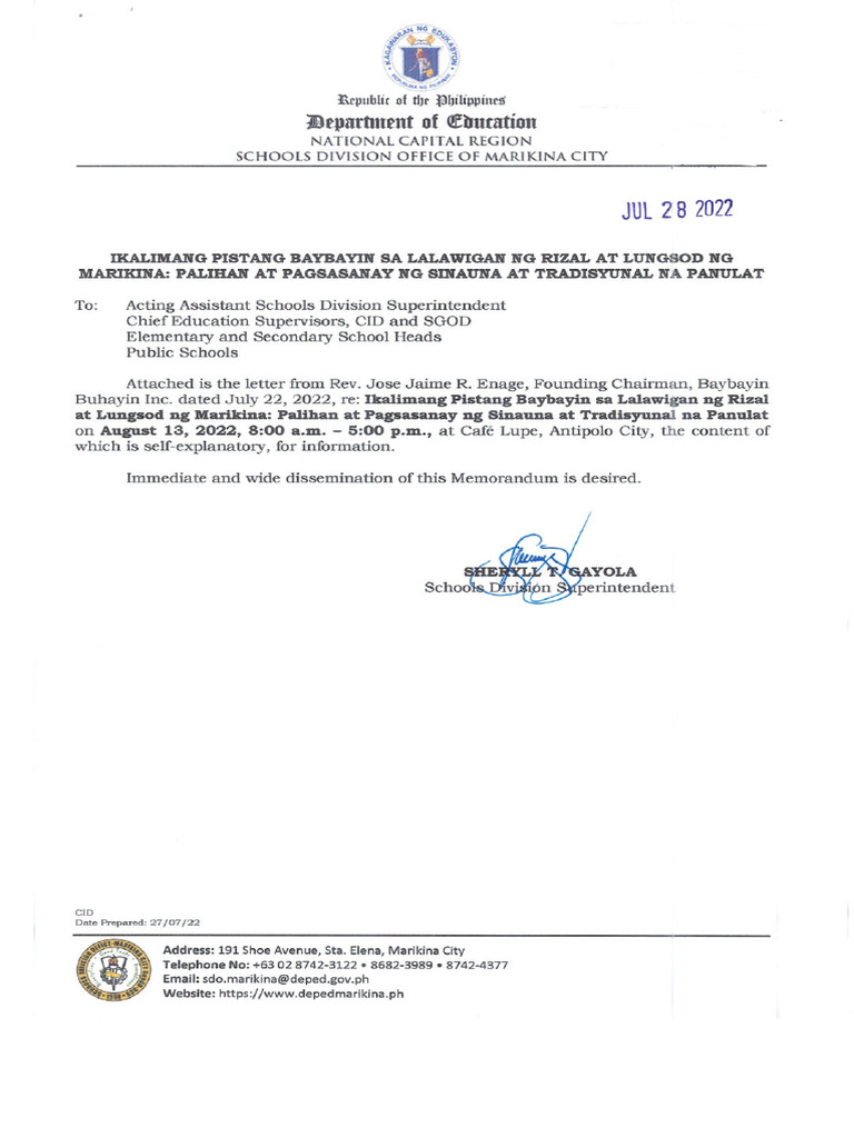 July 28, 2022 - Ikalimang Pistang Baybayin Sa Lalawigan NG Rizal at ...