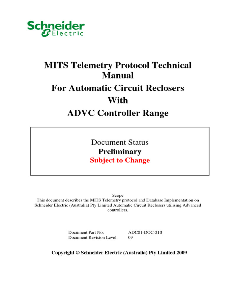 ADC01-DOC-210 MITS Protocol Technical Manual | PDF | Telemetry | Scada