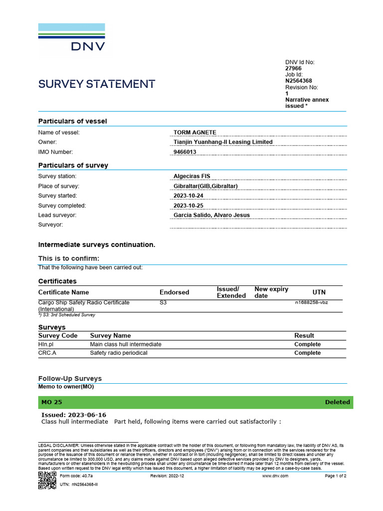Survey Statement Class Hull Intermediate Completed | PDF | Civil Law ...