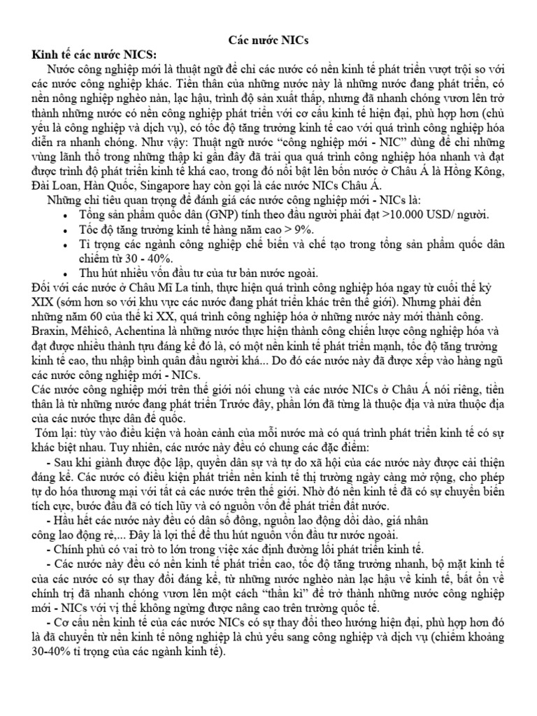 Các Nư C NICs | PDF