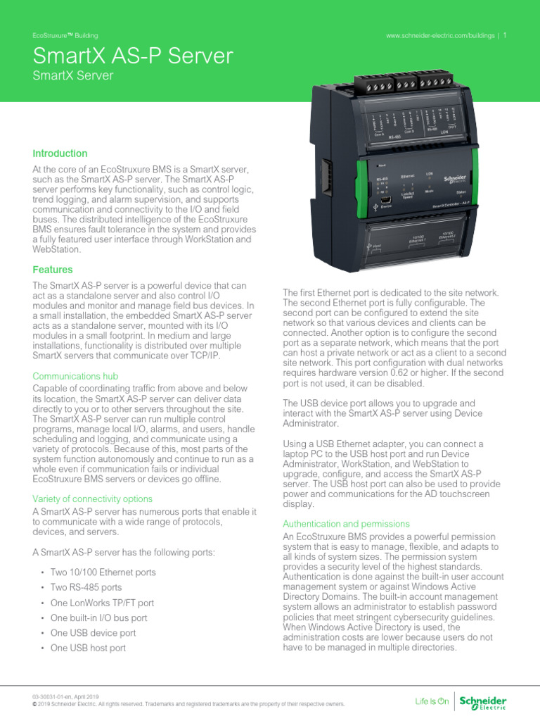 SmartX AS-P Server - SmartX Controller Specification Sheet | PDF | Computer Network | Port ...