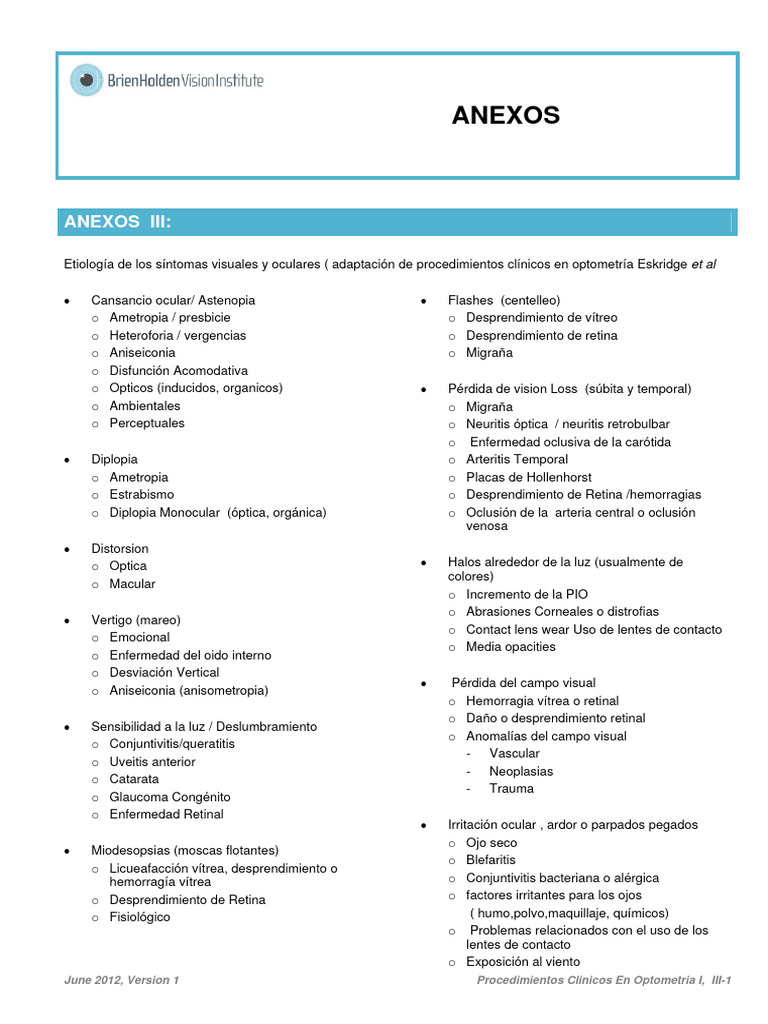 Apendice 3 Etiologia de Los Sintomas Visuales y Oculares | PDF ...
